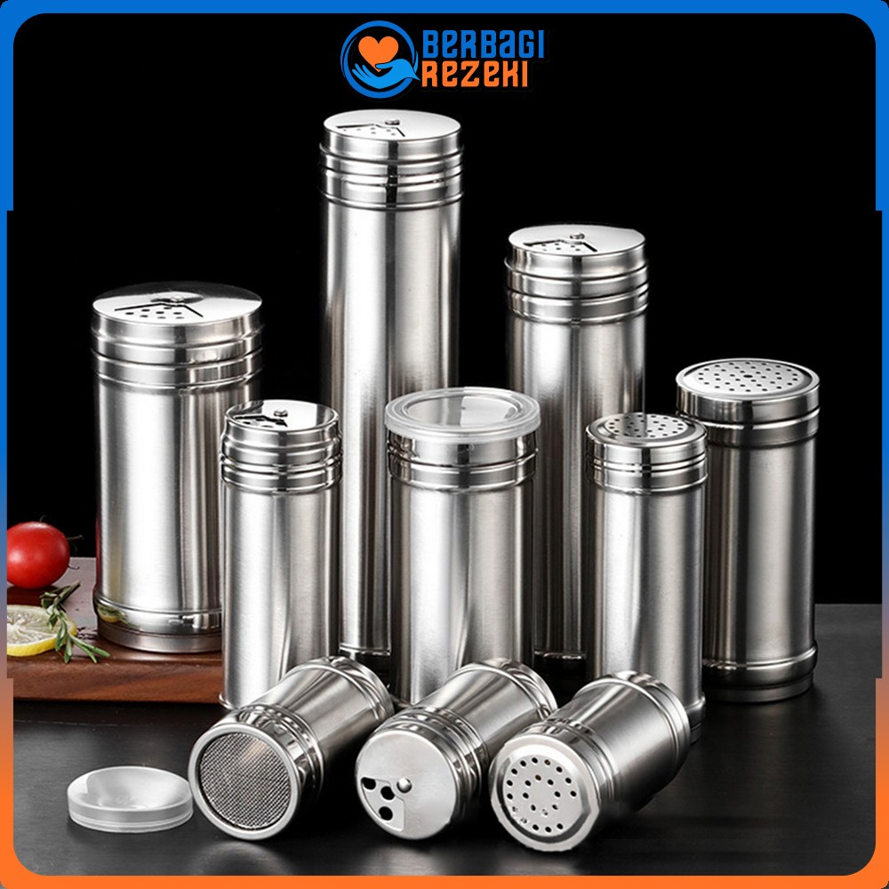 Jual Tempat Bumbu Dapur Stainless Tempat Merica Gula Tutup Putar ...