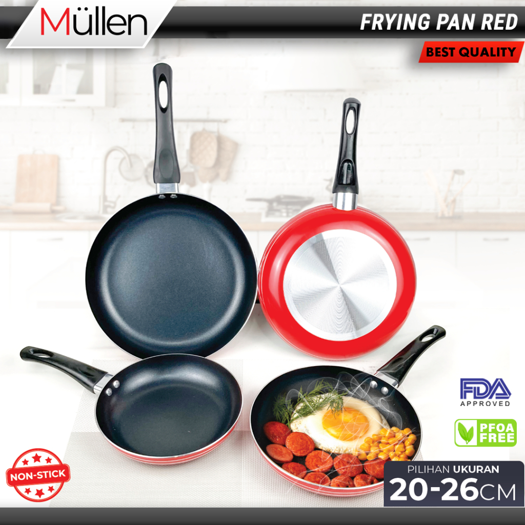 Jual Mullen Fry Pan Red Teflon Wajan Penggorengan Anti Lengket ...