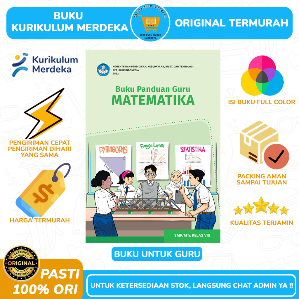 Jual Buku Panduan Guru Matematika Kelas 8 SMP - Buku Paket Kumer - Kurikulum Merdeka | Shopee ...