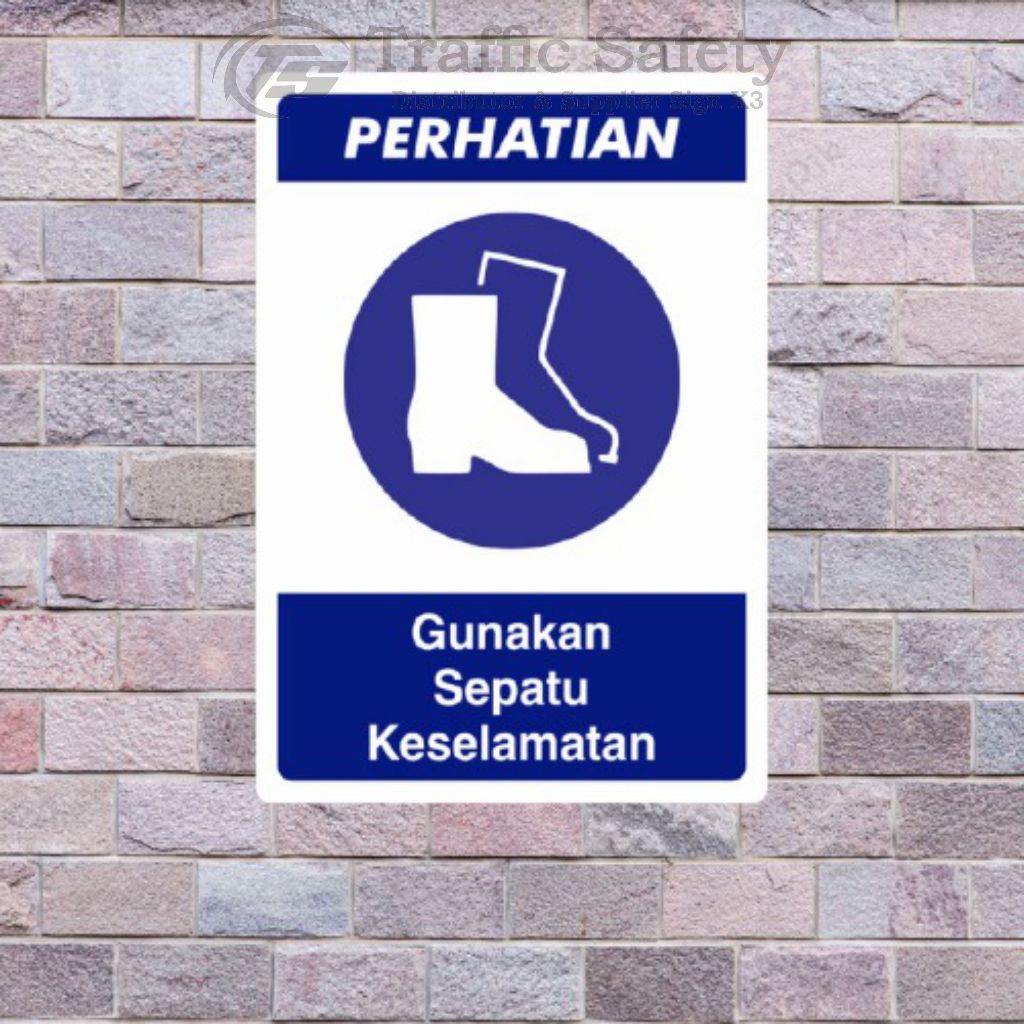 Jual Rambu gunakan sepatu keselamatan 15x20 cm | Shopee Indonesia