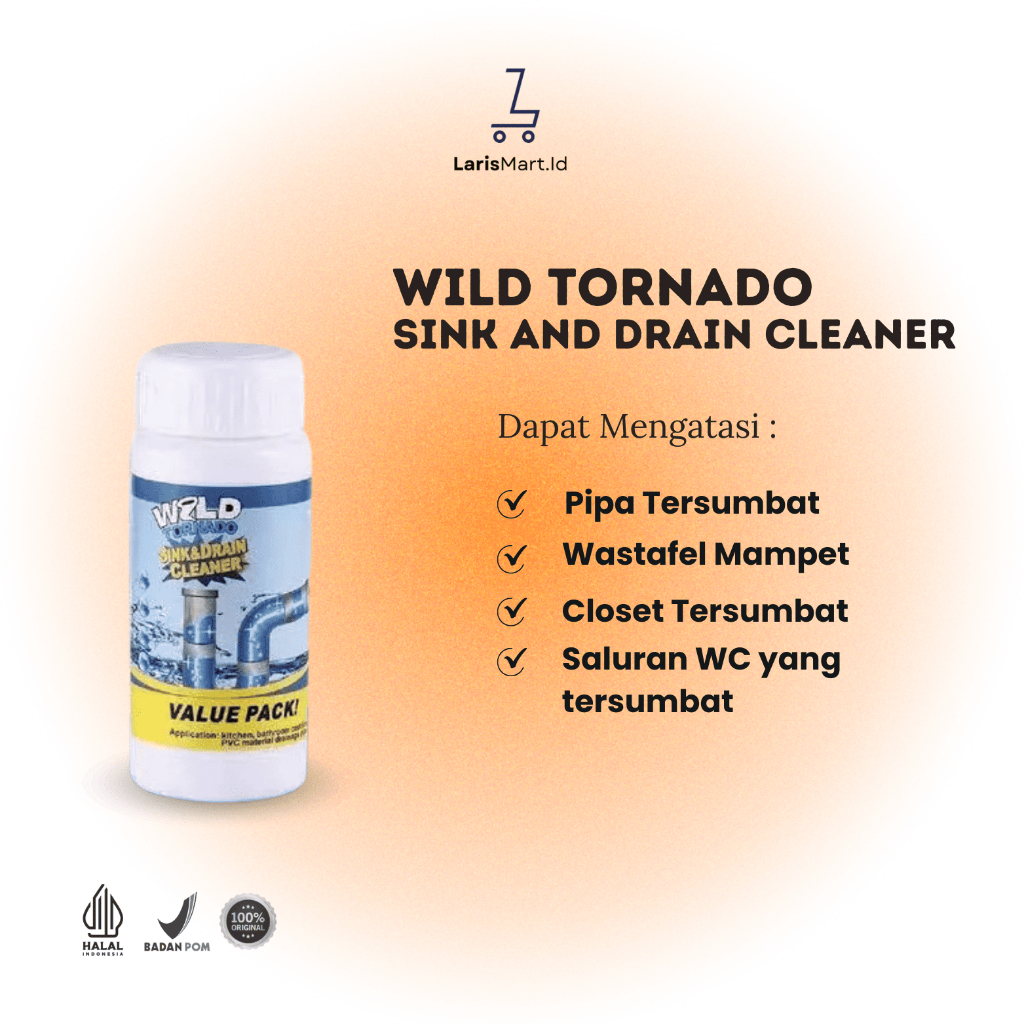 Jual Anti mampet WILD TORNADO pembersih saluran Pipa Air Toilet WC Solusi Wastafel Dapur sumbat ...