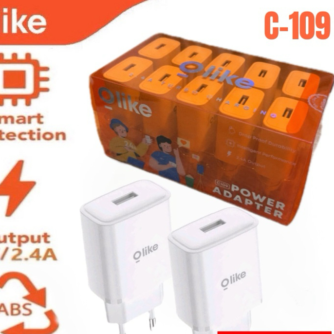Jual ( 1 BOX 10 PCS ) OLIKE C109 Batok charger OLIKE C109 5V 2.4A fast ...