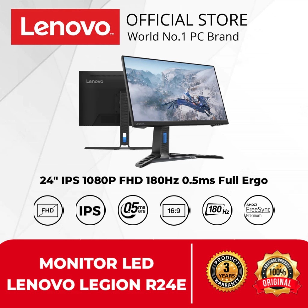 Jual Lenovo Monitor Legion R24e 24" 1920x1080 180Hz Include Asuransi ...