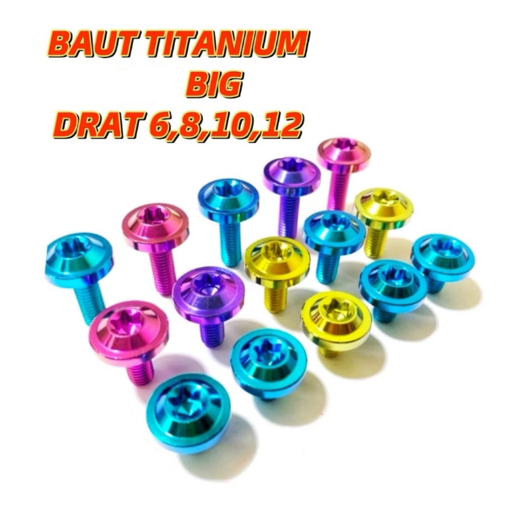 Jual BAUT TITANIUM M4,M5,M6,M8 DRAT 6,8,10,12,14 MODEL PAYUNG BIG HEAD KEPALA BESAR DAN SMALL ...