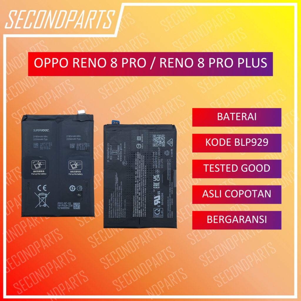 Jual BATERAI BATRE BATTERY BLP929 OPPO RENO 8 PRO 5G / RENO 8 PRO+ ...