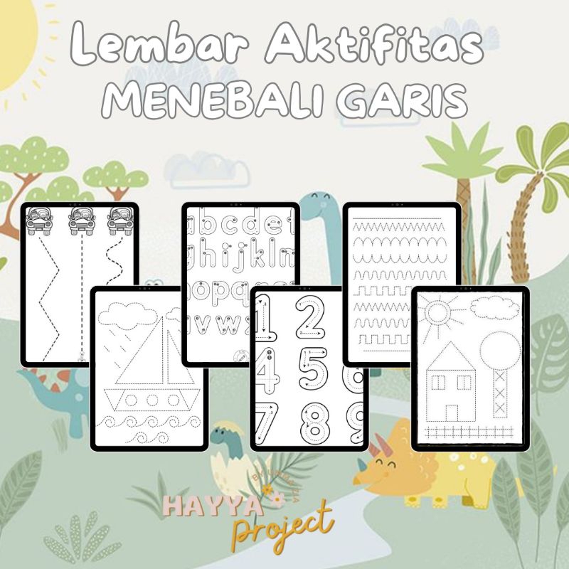 Jual LEMBAR AKTIVITAS MENEBALI GARIS - MEWARNAI PAUD TK BUKU WORKSHEET ...