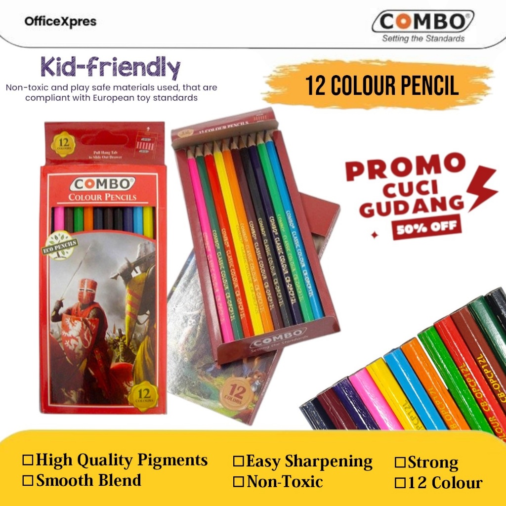 Jual Pencil Colouring 12 Colour / Pensil Warna 12 Warna / Colour ...
