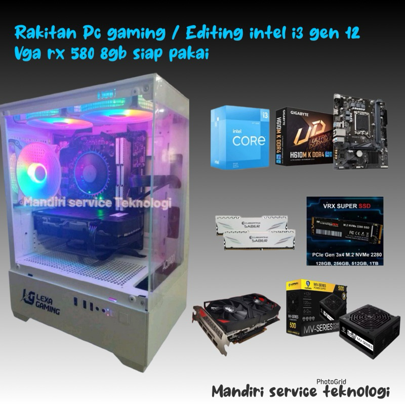 Jual Rakitan PC Gaming / Streaming / Editing Intel Core i3 12100F Gen 12 LGA 1700 VGA RX 580 8GB ...