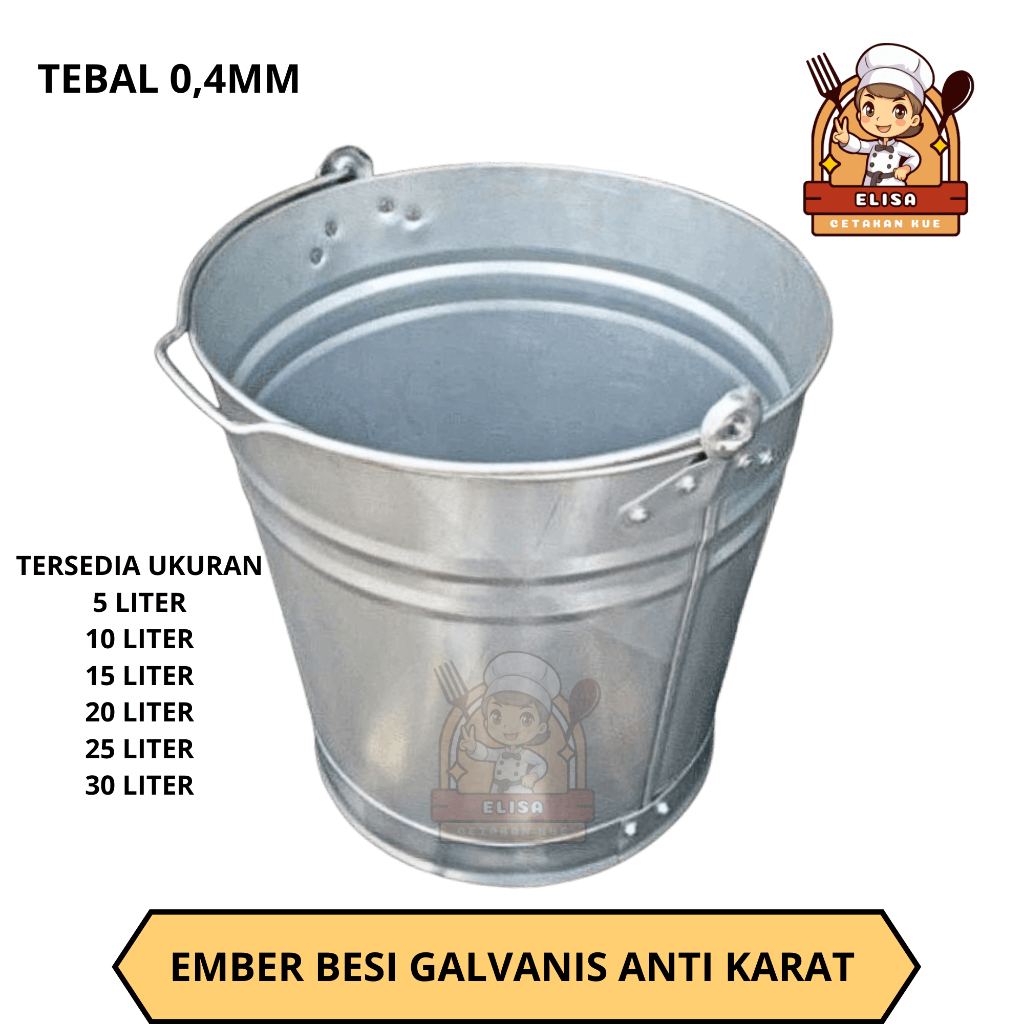 Jual Ember Wadah Kaleng Besi Galvanis Anti Karat Tebal 0,4mm Uk 5 10 15 ...
