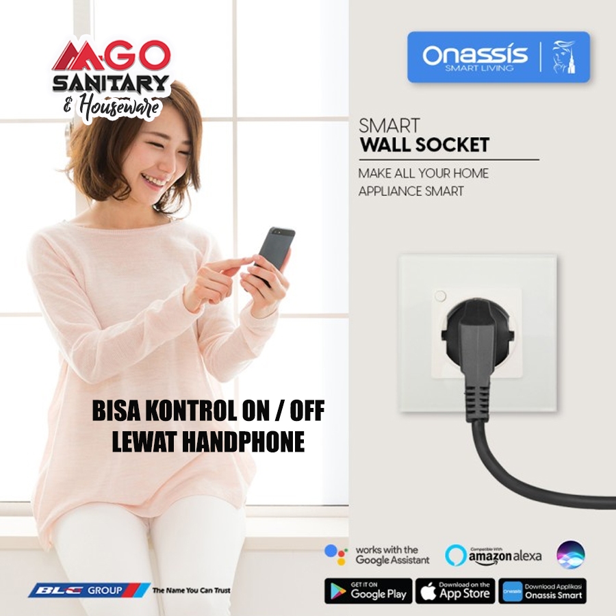 Jual ONASSIS SMART HOME WALL SOCKET WIRELESS WHITE/STOP KONTAK WIFI ...