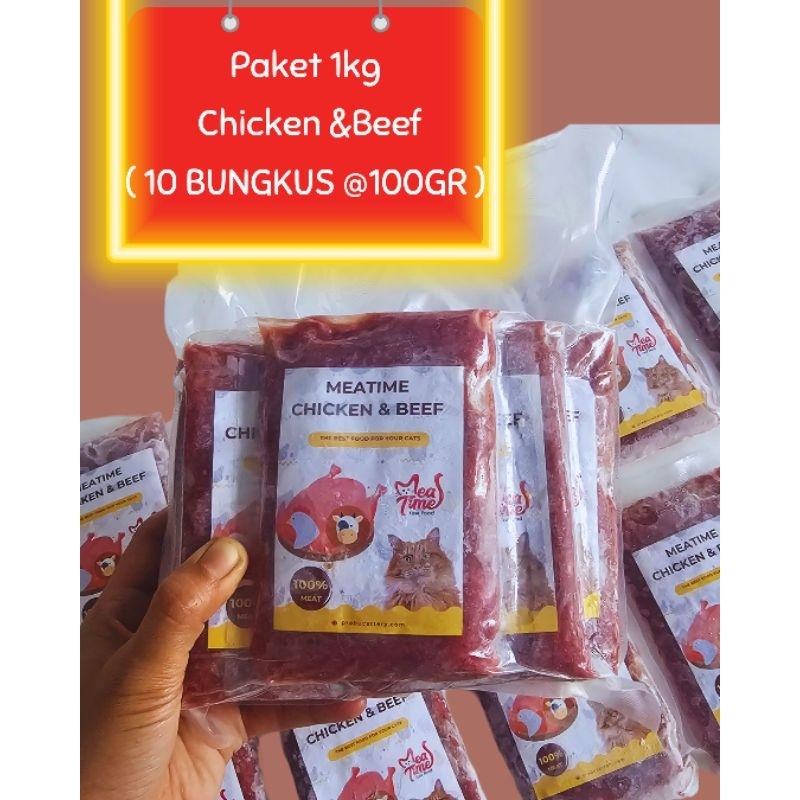 Jual Paket 1Kg Meatime Raw Food Makanan Kucing Praktis Kemasan Kecil ...