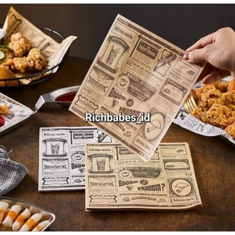 Jual KERTAS WAX PAPER BURGER MOTIF KORAN KERTAS SANDWICH MOTIF ...