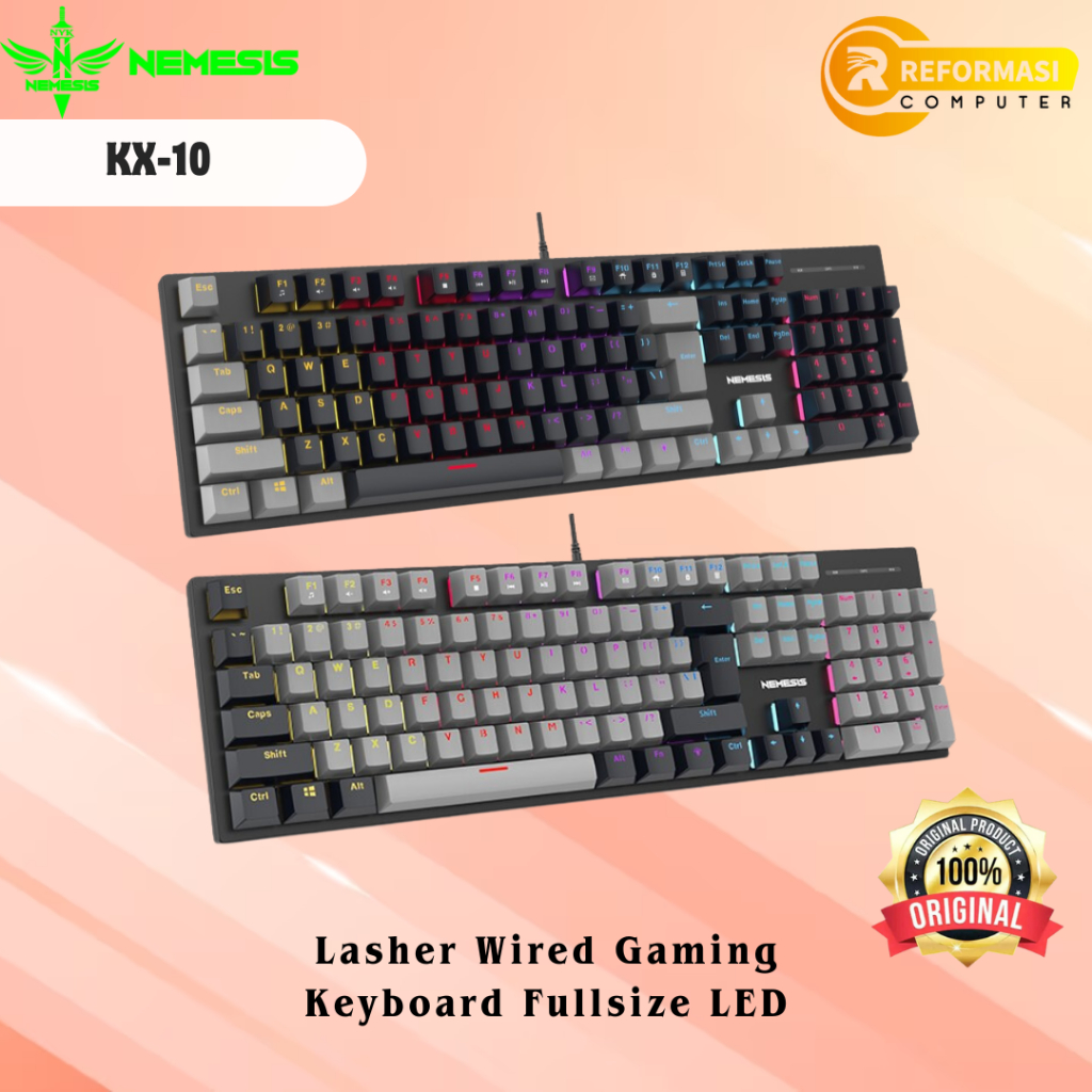 Jual NYK Nemesis KX10 KX-10 Lasher Wired Gaming Keyboard Fullsize LED ...