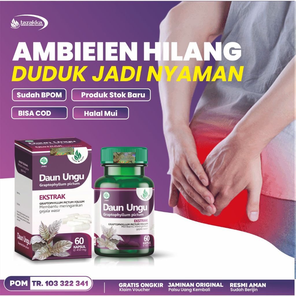 Jual Obat Wasir Ambeien Ampuh Kapsul Daun Ungu Herbal BPOM Resmi Aman ...