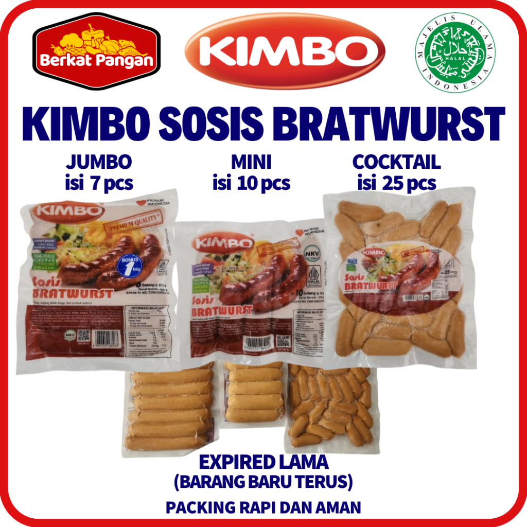 Jual KIMBO Sosis Sapi Bratwurst Original Jumbo Mini Cocktail | Shopee ...