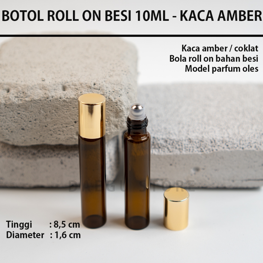 Jual Botol Roll On 10ml Bola Roller Besi - Kaca Amber / Coklat - Tutup ...