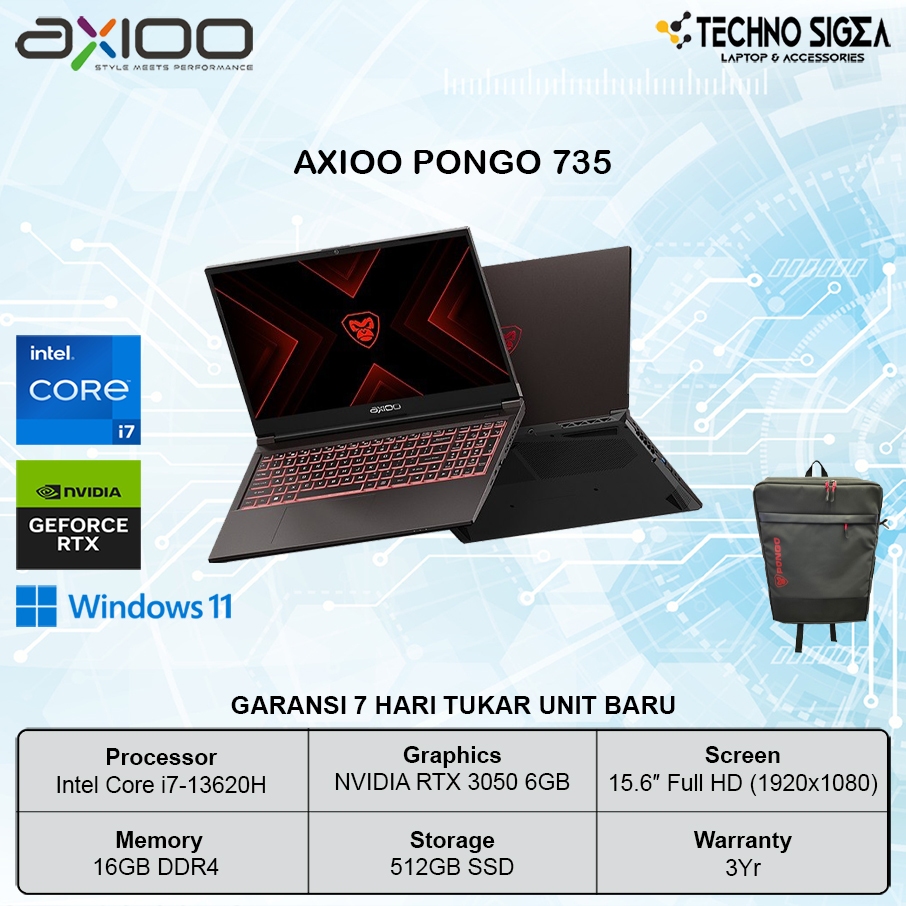 Jual AXIOO Pongo 735 i7 13620H RTX3050 16GB 512GB 15.6 FHD 144Hz IPS ...
