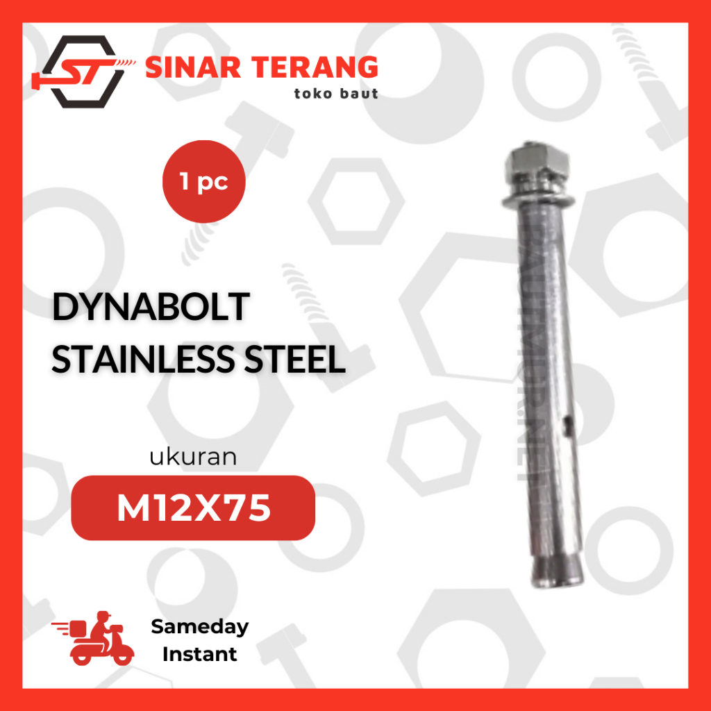 Jual Dynabolt Dinabolt SS 304 M12 X 75 - Anchor Stainless Steel SUS 304 ...