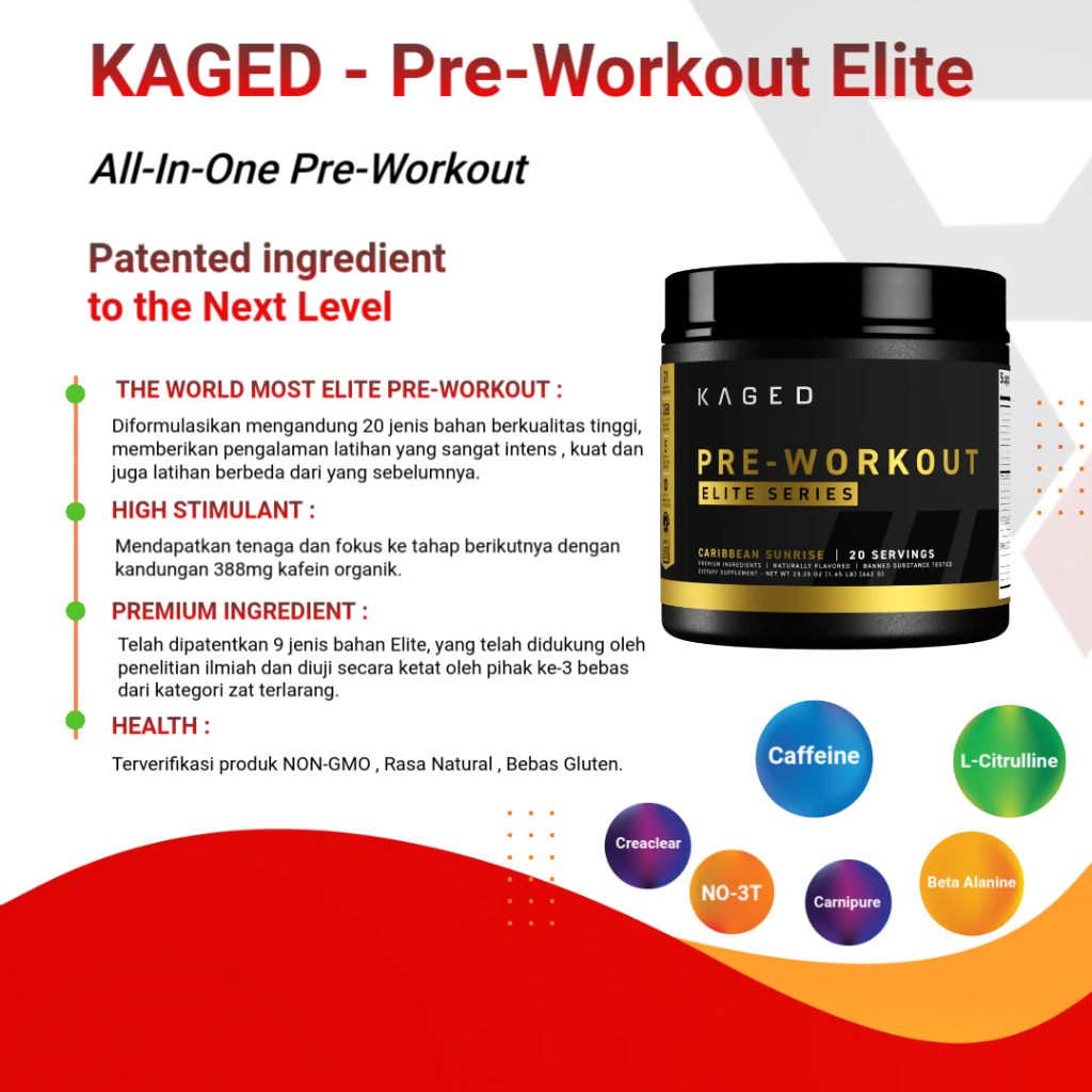 Jual Kaged - Pre Kaged Elite Pre Workout 20 x serving | Shopee Indonesia