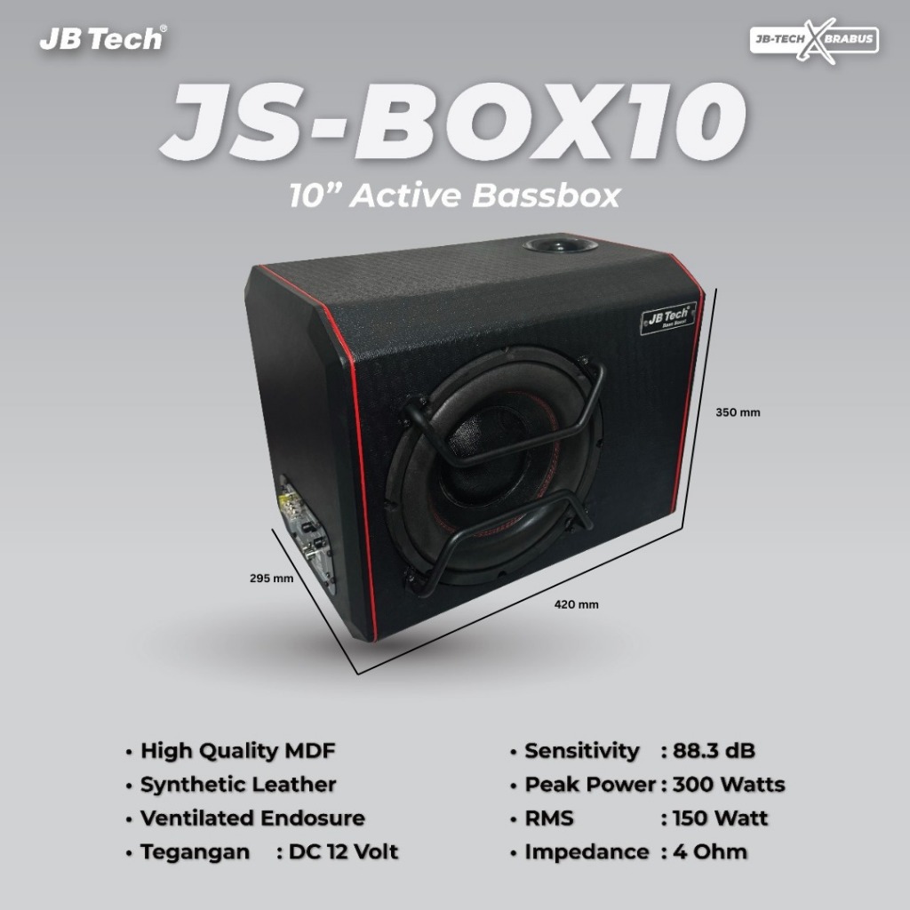 Jual Bassbox Aktif JB-Tech JS-BOX10 BassTube Kotak Bass Box Aktif 10 Inch Petak Aktif ...