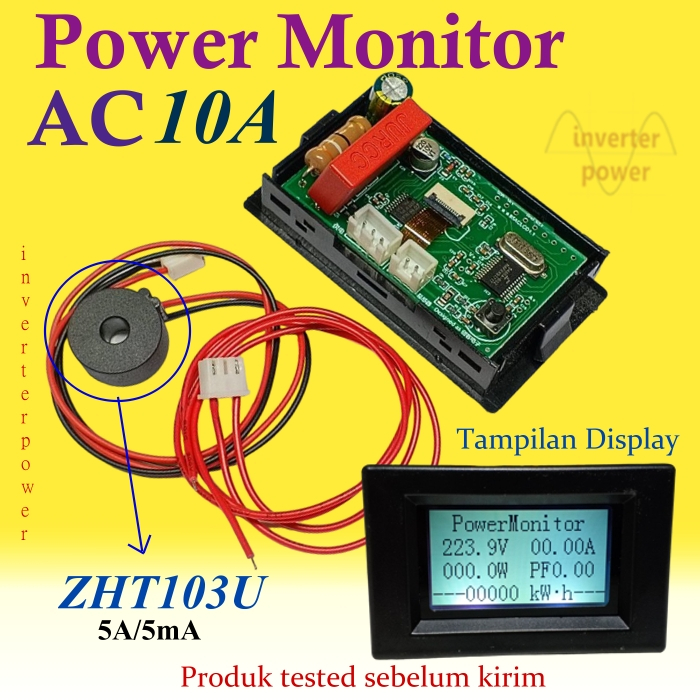 Jual 10A Digital Panel Power Monitor Watt Meter Voltage KWh Voltmeter ...
