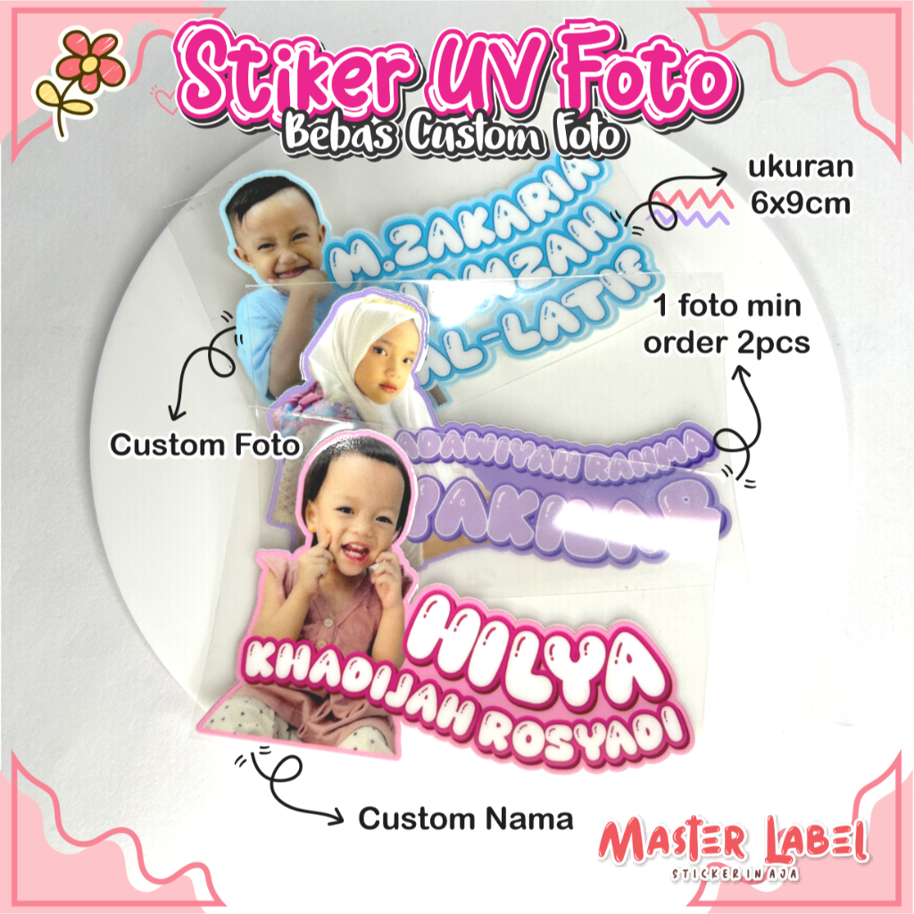 Jual Stiker UV Custom Foto Custom Nama Stiker Foto Waterproof Stiker ...