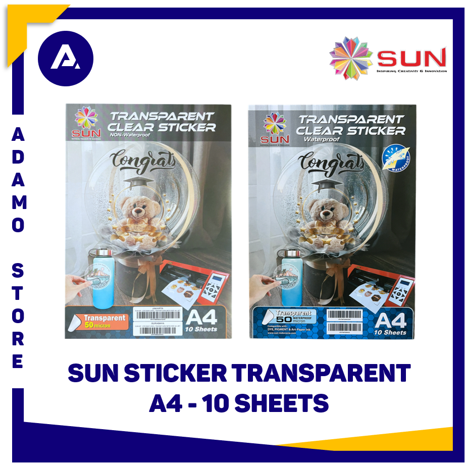 Jual Kertas Sticker Transparan Sun Transparent Sticker Paper A4 10 ...