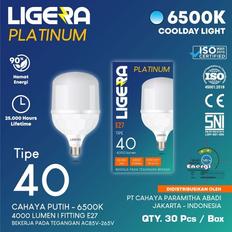Jual Led Ligera Platinum 40 Watt Kapsul T Bulb - Lampu Ligera Platinum 40 W Capsule Bohlam Led ...