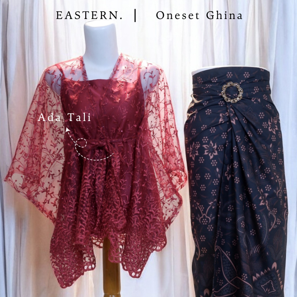 Jual (Paket 5in1) Kebaya Merah Maroon Baju Kondangan Wanita Kekinian ...