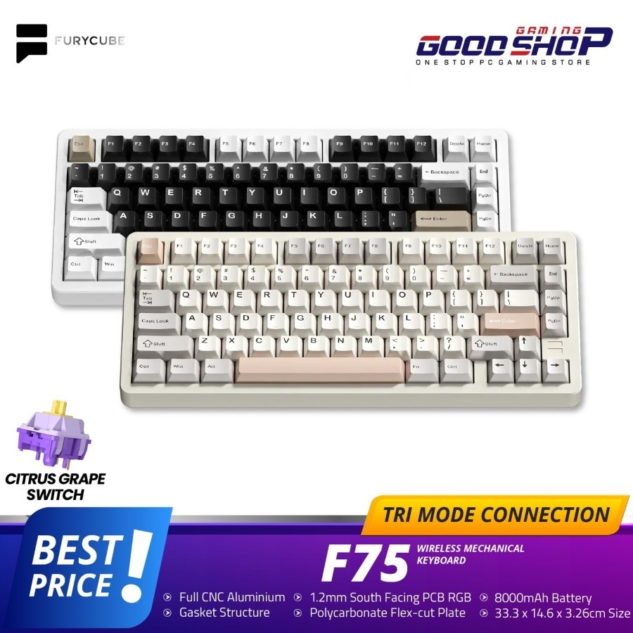 Jual FURYCUBE F75 Tri-mode Aluminium Wireless Keyboard | Shopee Indonesia