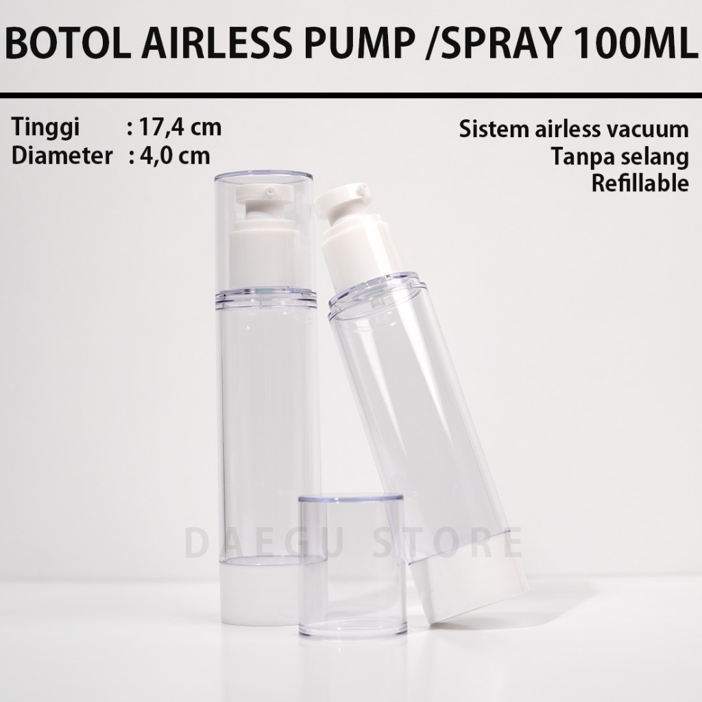 Jual Botol Airless PUMP 100ml - Lotion Parfum Treatment Skincare Travel ...