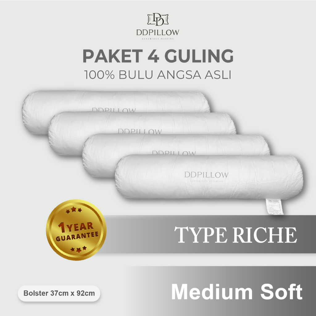 Jual DDPillow Set 4 Guling / Bolster Bulu Angsa Asli, Type Riche (Medium Soft) / Guling Hotel ...