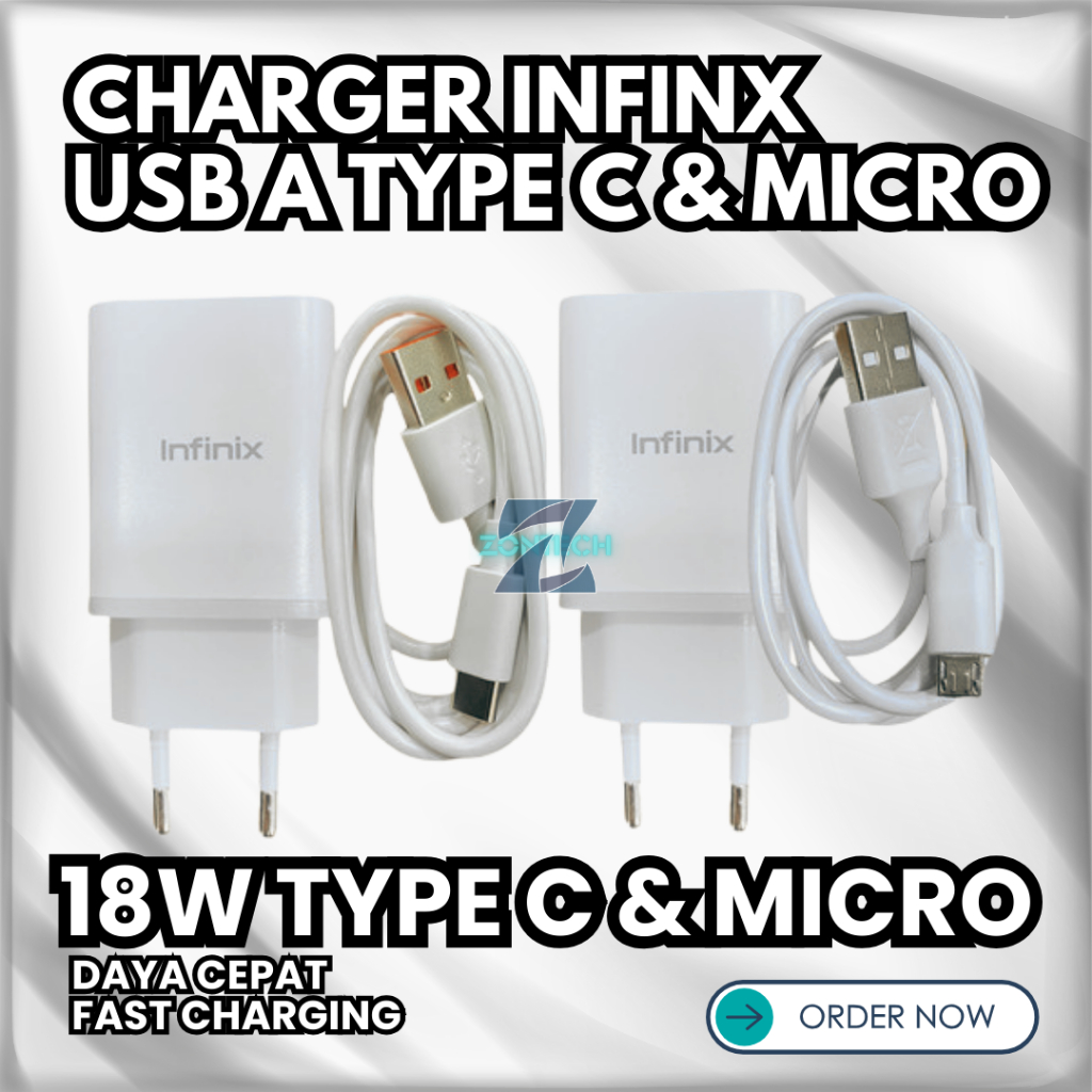 Jual CHARGER FOR INFINIX USB A TO TYPE C USB A TO MICRO 18W FAST ...
