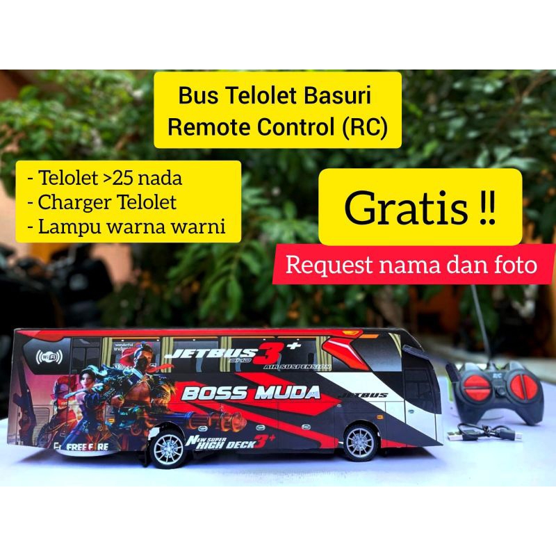 Jual Mainan Anak Viral Miniatur Bus Bis Telolet Basuri Remote Control ...