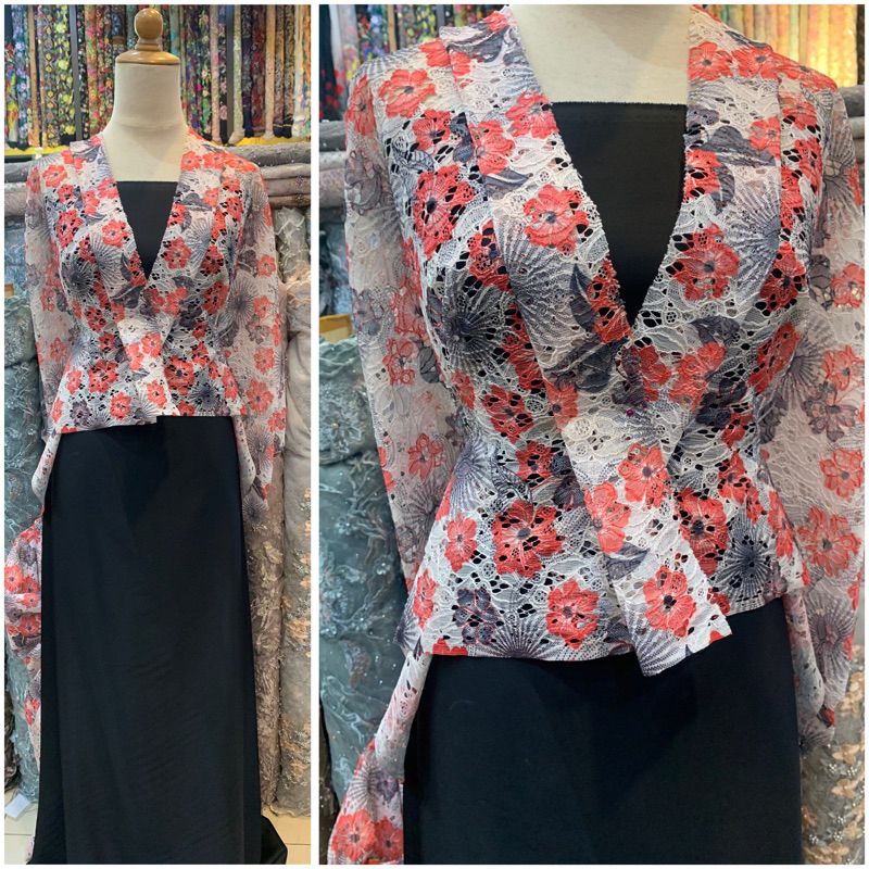 Jual Bahan Kain Brokat Flowers / Bahan Kain Kebaya Brokat Bunga ...