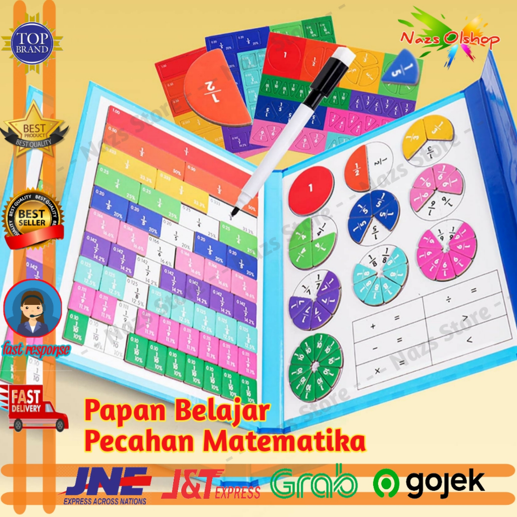 Jual Papan Belajar Pecahan Matematika Magnetic Fraction Tiles | Shopee ...