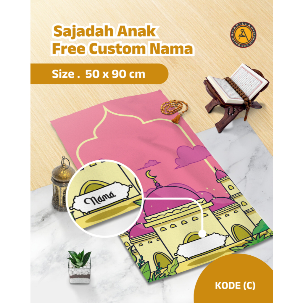 Jual SAJADAH ANAK GROSIR DESIGN BARU PLUS NAMA BAHAN DIADORA, SAJADAH ...
