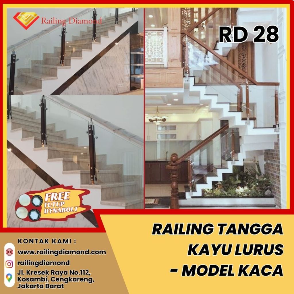 Jual Tiang Railing Tangga Stainless + Kayu RD 28 | Shopee Indonesia
