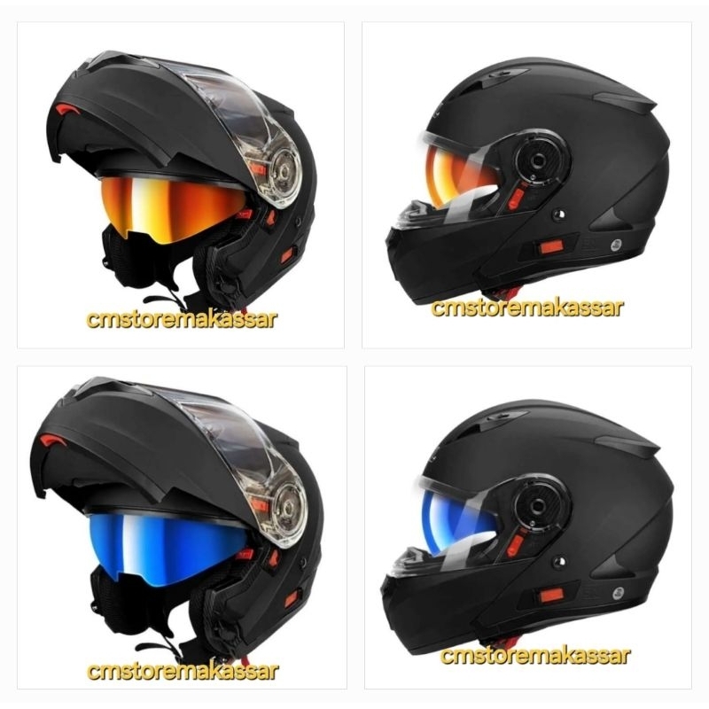 Jual Helm Snail M1 Modular Full Face Visor Bening Bonus Sun Visor ...