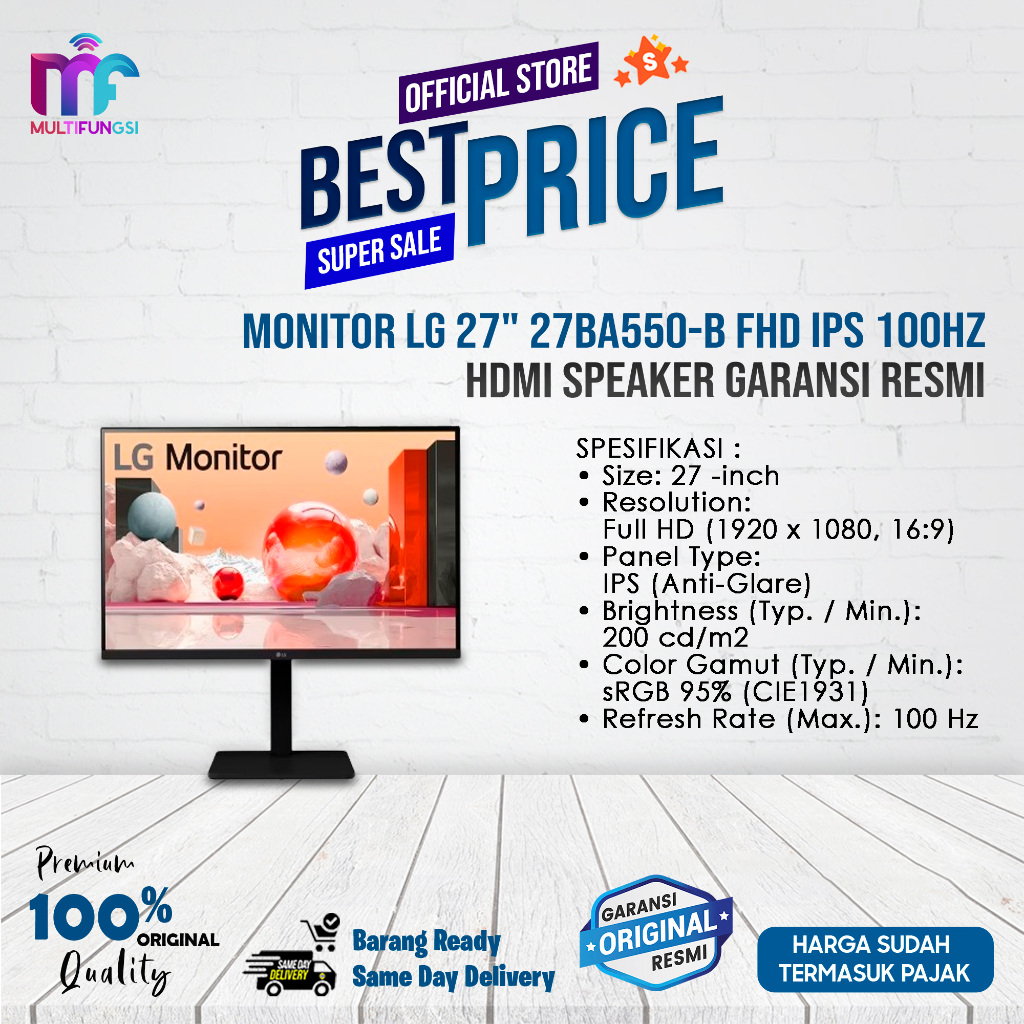 Jual Monitor LG 27" 27BA550-B FHD IPS 100Hz HDMI Speaker Garansi Resmi ...