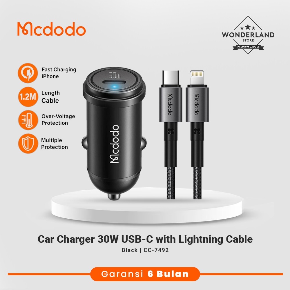 Jual Mcdodo Car Charger 30W 3A USB-C to Lightning Fast Charging Charger ...