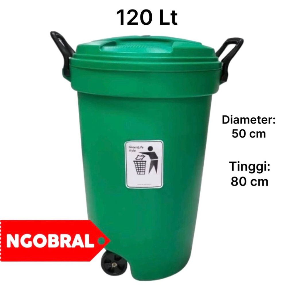 Jual Tong Sampah Roda 120 L + Tutup Gagang Tong Sampah Jumbo 120 Liter Tempat Sampah 120 L ...