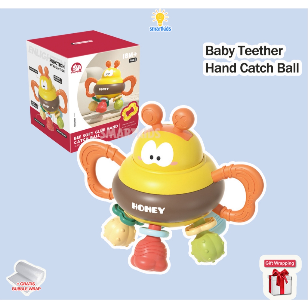 Jual Mainan Bayi Bee Teether Silikon Halus Lembut Busy Ball Sensori ...