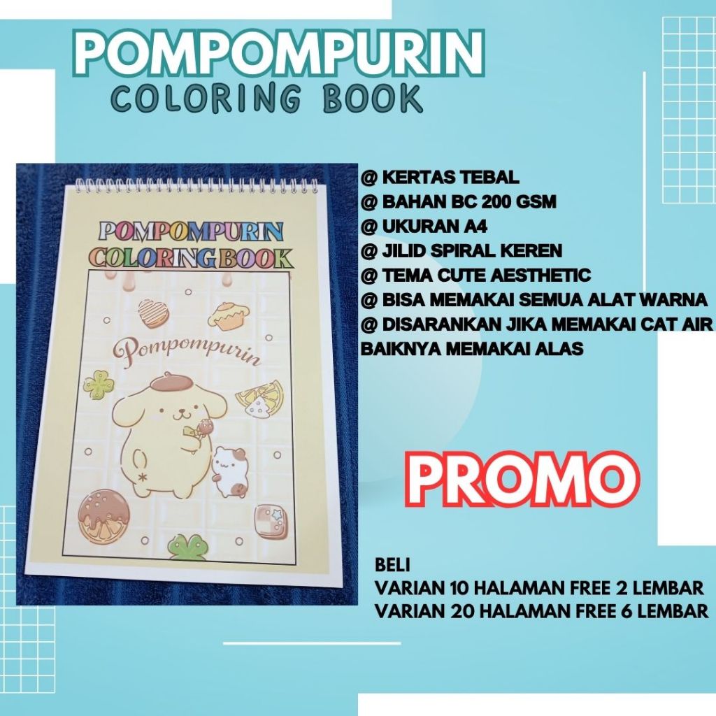 Jual POMPOMPURIN Coloring Book Buku Mewarnai Cozy Healing Book Untuk ...