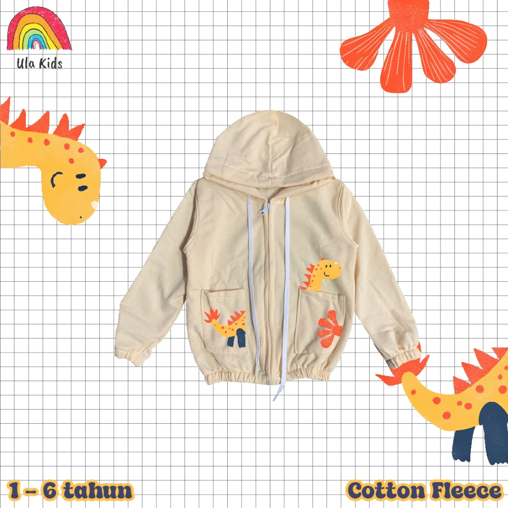Jual Jacket Zipper Pocket Anak Perempuan Ula Kids 1 - 6 Tahun Dino ...