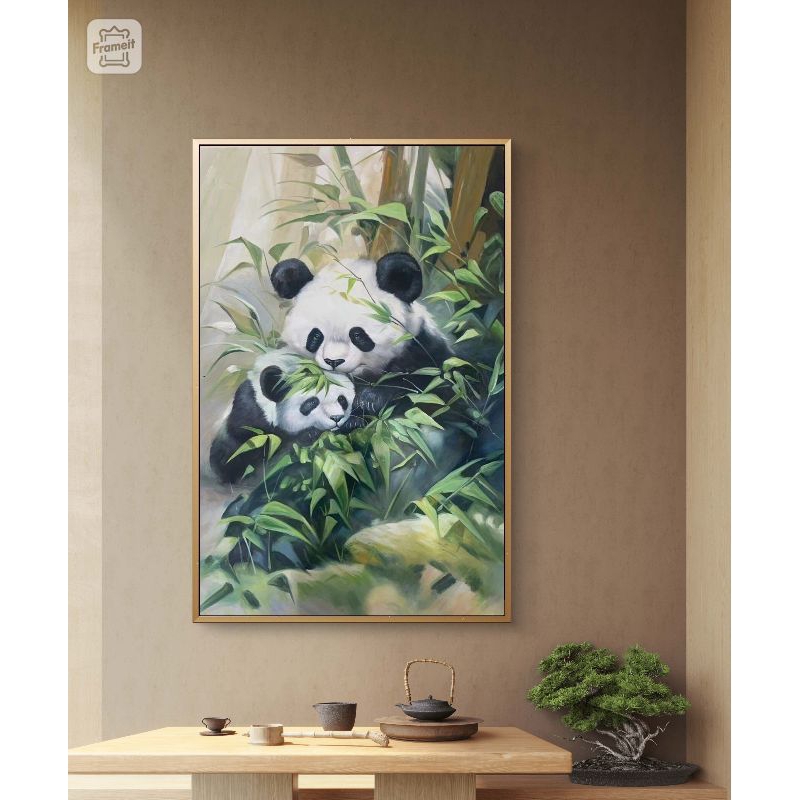 Jual lukisan panda naturalis hiasan dingding indah d rumah atau kantor ...