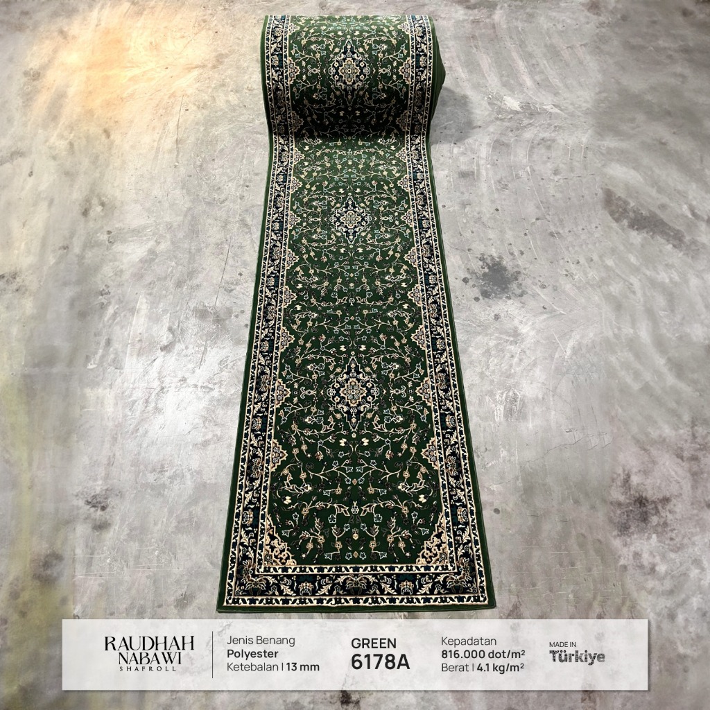 Jual Karpet Masjid Turki Meteran Raudhah Nabawi 6178A - Green | Shopee ...