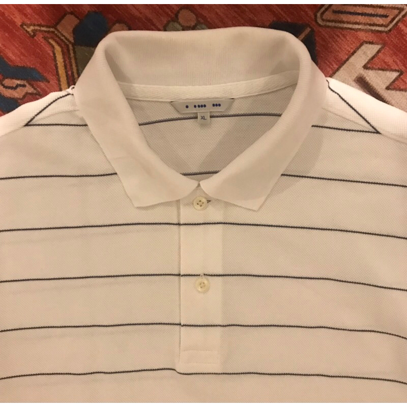 Jual Uniqlo Polo Shirt Salur White ( XL ) | Shopee Indonesia