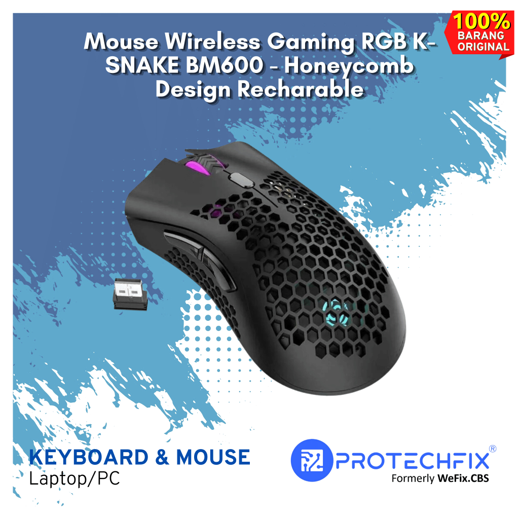 Jual Mouse Wireless Gaming RGB K-SNAKE BM600 - Honeycomb Design ...