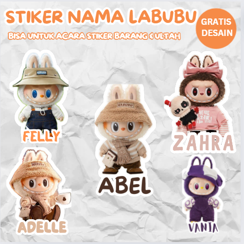 Jual (FREE CUSTOM) Stiker Labubu ulang tahun/ stiker barang/ stiker ...